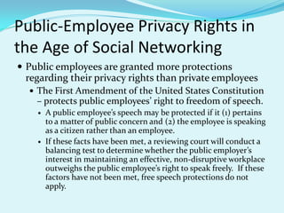 Public-Employee Privacy Rights in the Age of Social Media | PPT