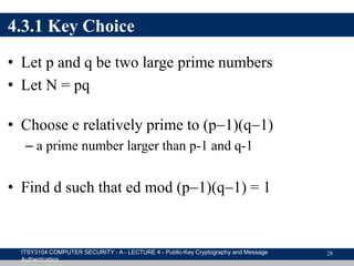 Public key cryptography and message authentication | PPTX