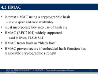 Public key cryptography and message authentication | PPT