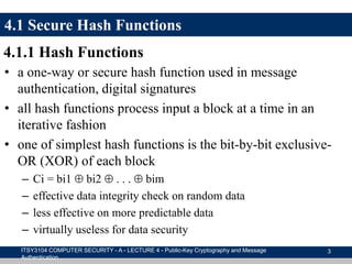 Public key cryptography and message authentication | PPT