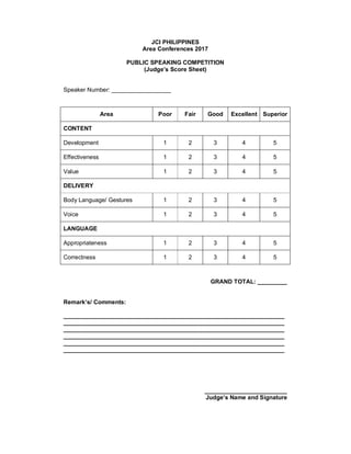 Public Speaking Competition Guidelines 2017 | PDF