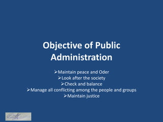 Objectives Public administration | PPTX