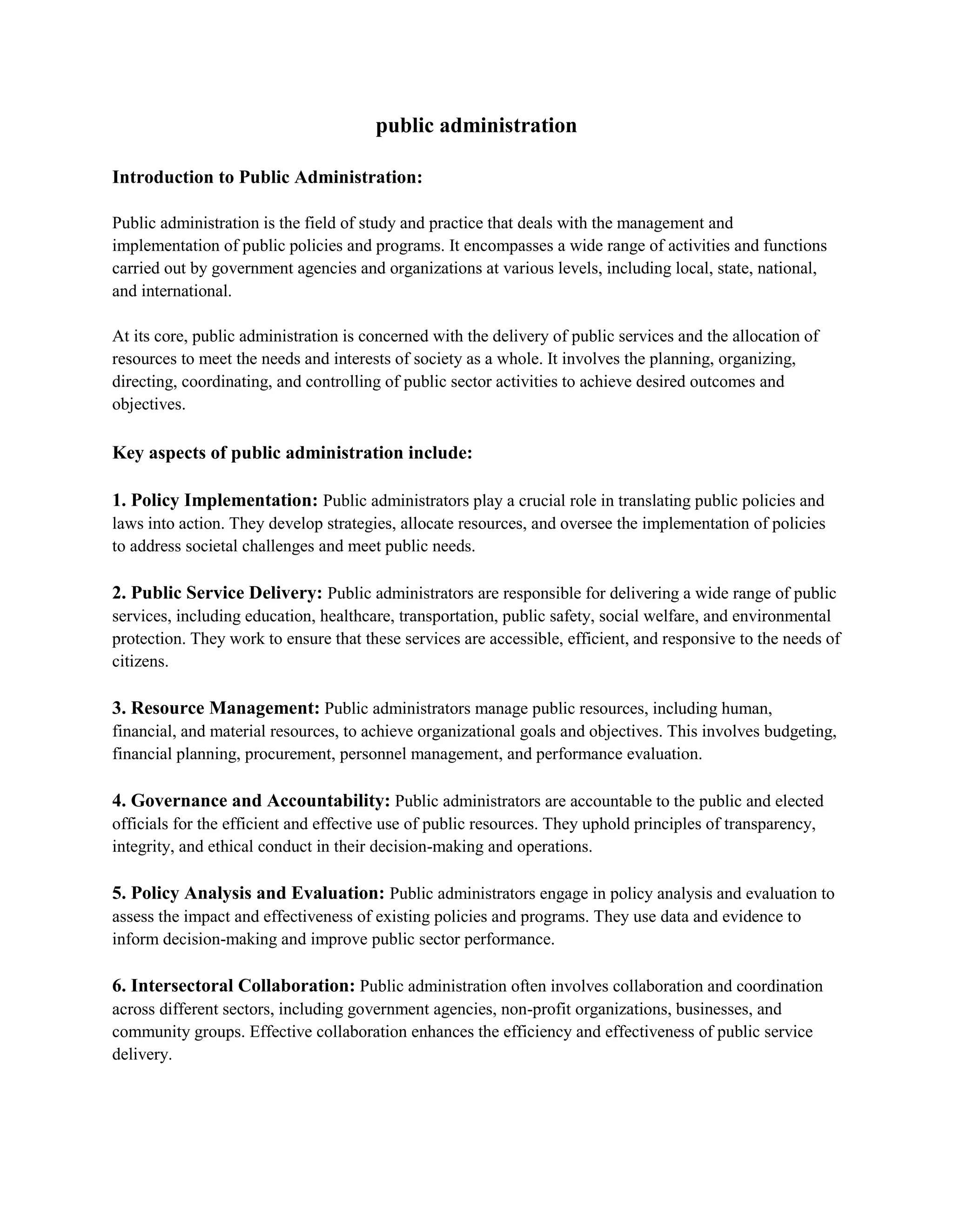 public administration.Governance and Service Delivery | DOCX