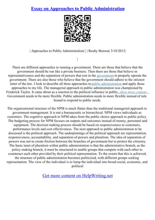 Public Administration Essay | PDF
