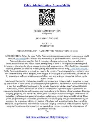 Public Administration Essay | PDF