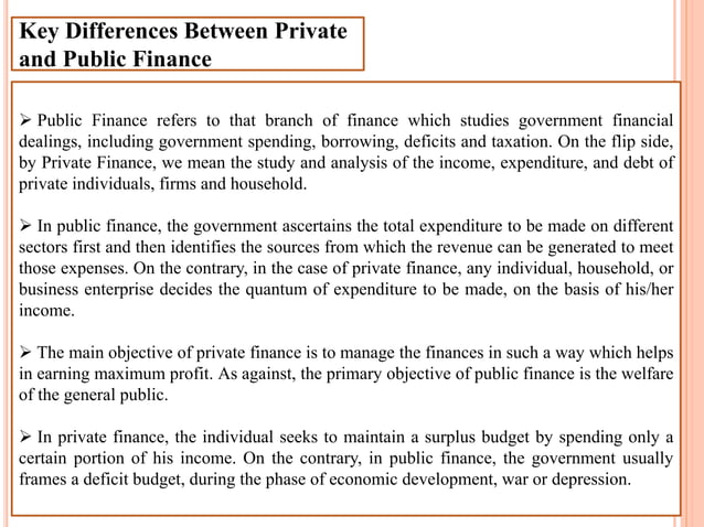 Public and Private Finance.pptx | Business Accounting & Finance | Business