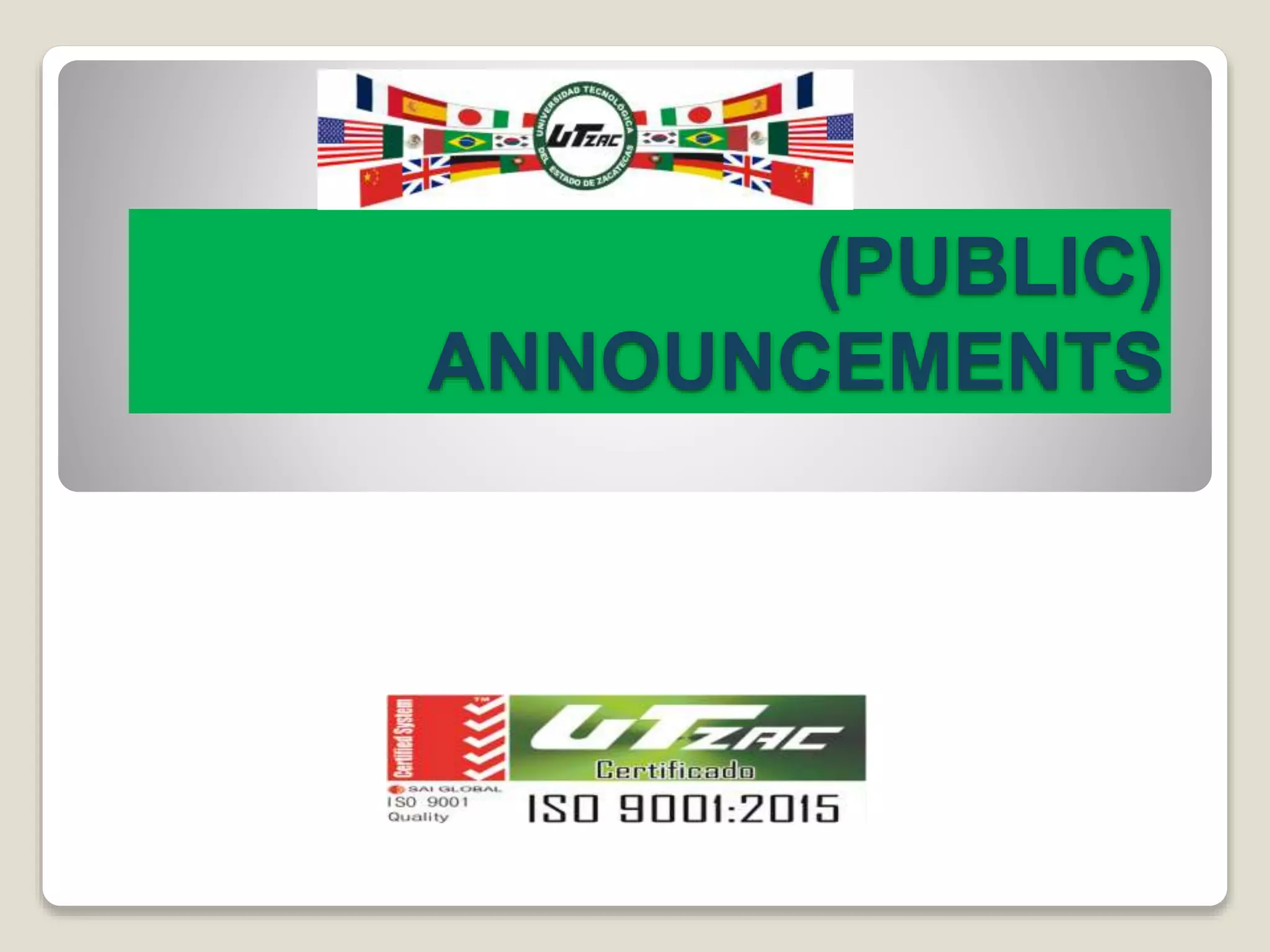 Public announcements | PPTX