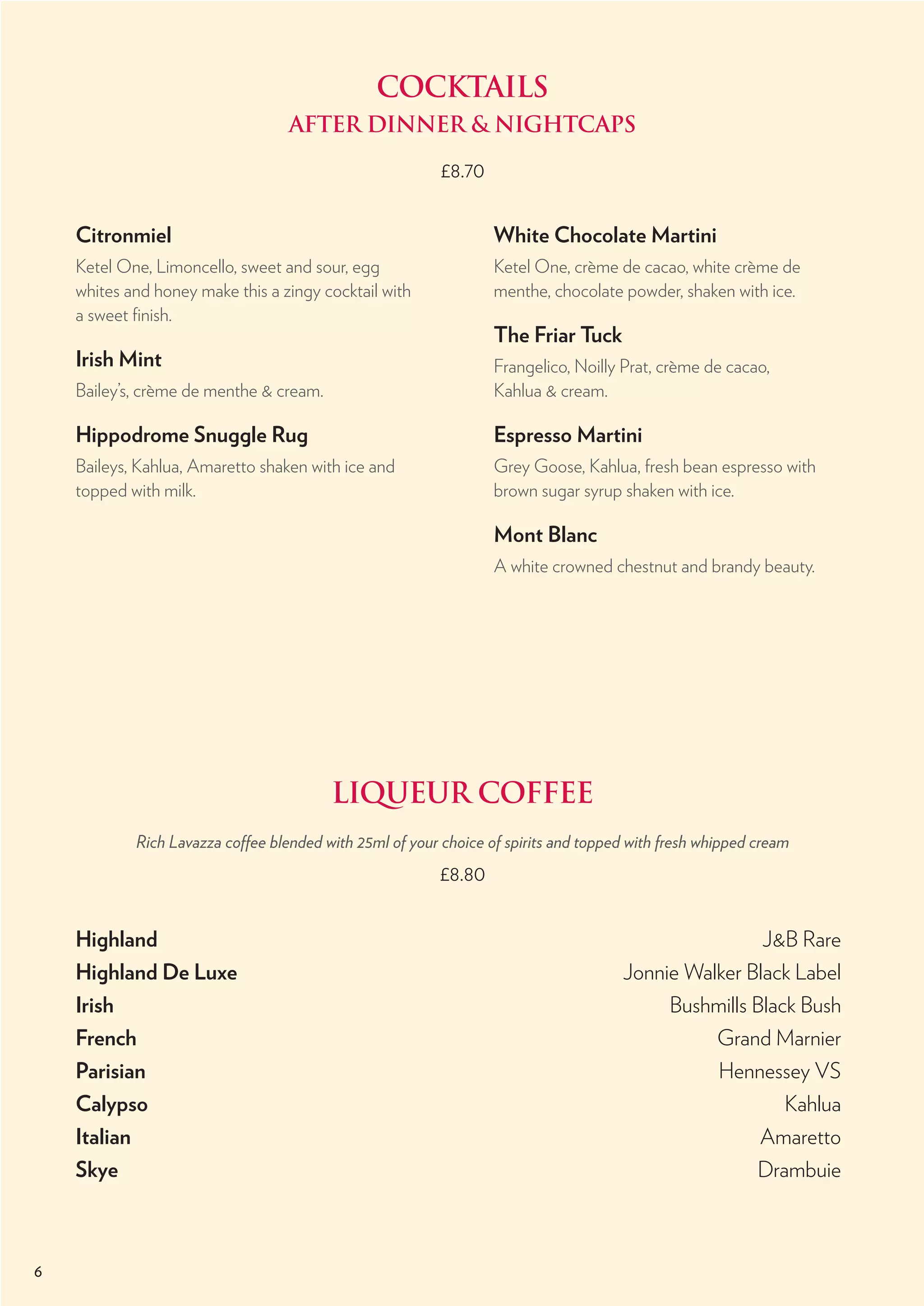 Drink & Cocktails Menu - Hippodrome Casino | PDF