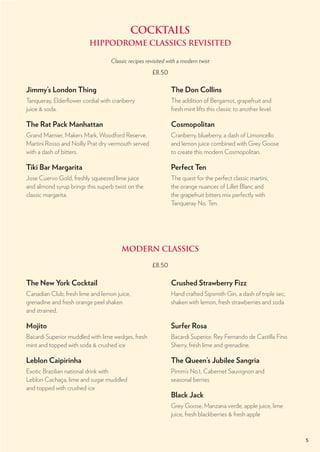 Drink & Cocktails Menu - Hippodrome Casino | PDF