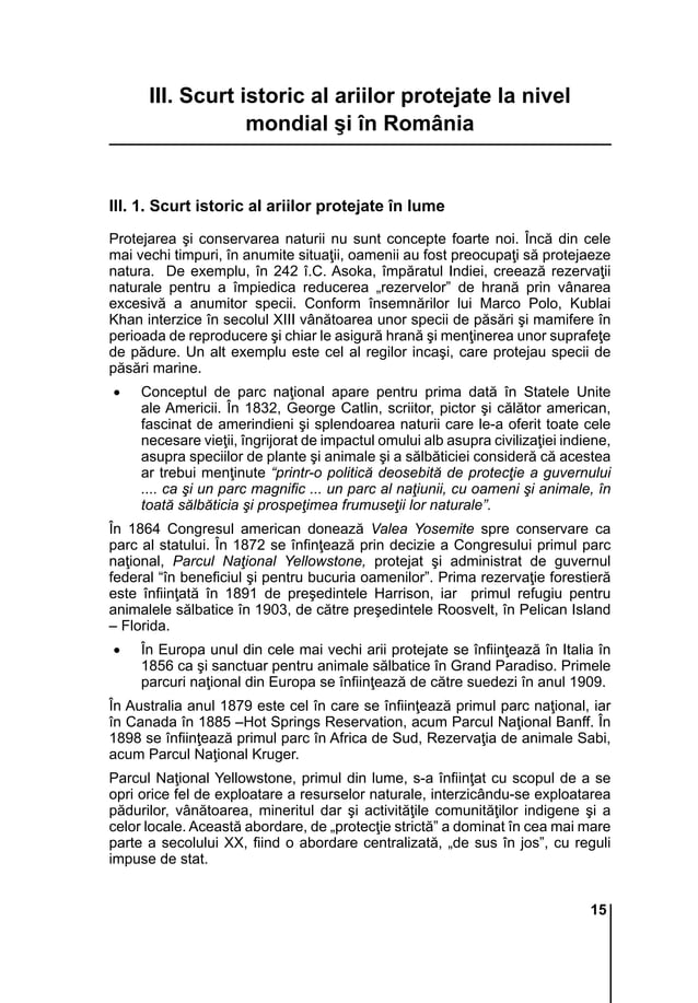 Ariile protejate din Romania, Notiuni introductive | PDF