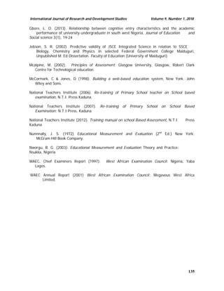 PREDICTIVE VALIDITY OF SCHOOL BASED EXAMINATION IN RELATION TO WAEC AND NECO SSCE EXAMINATION IN ...