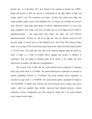 RELIABILITY AND IMPROVEMENT OF ELECTRIC POWER GENERATION AND ...