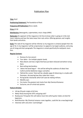 Publication plan | DOCX | Rock Music | Music