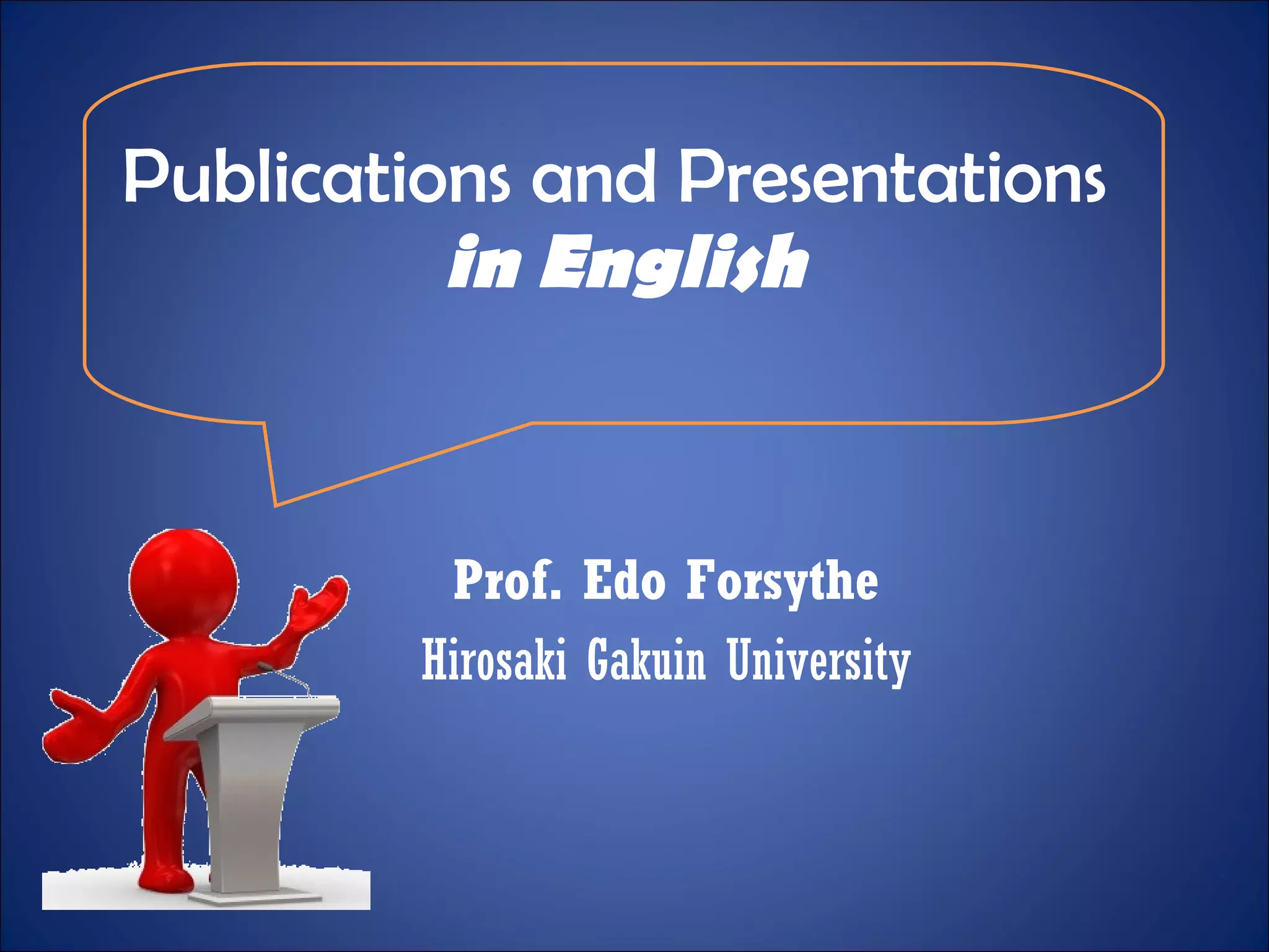 Publications and Presentations in English | PPT