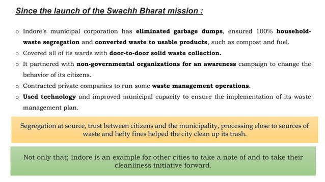 Public awareness - India's cleanest city Indore's Model | PPTX ...