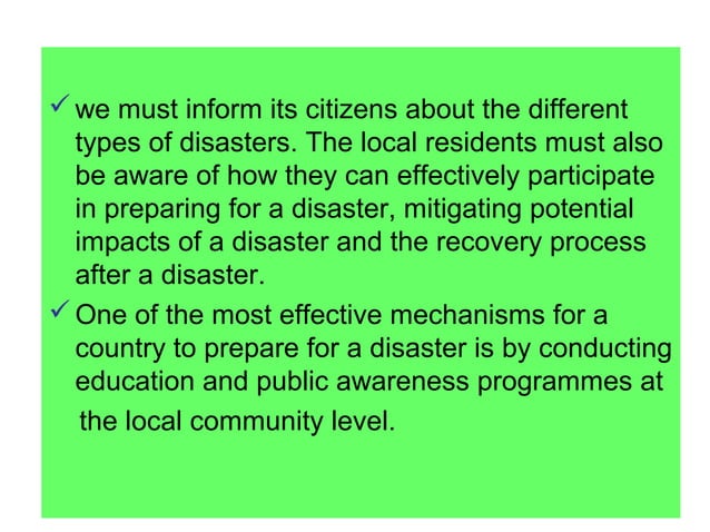 Public awareness on disaster management | PPT