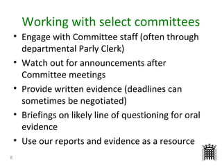 Public bill workshop House of Commons select committees | PPT