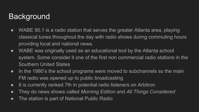 Public broadcasting atlanta wabe 90.1 npr | PPT