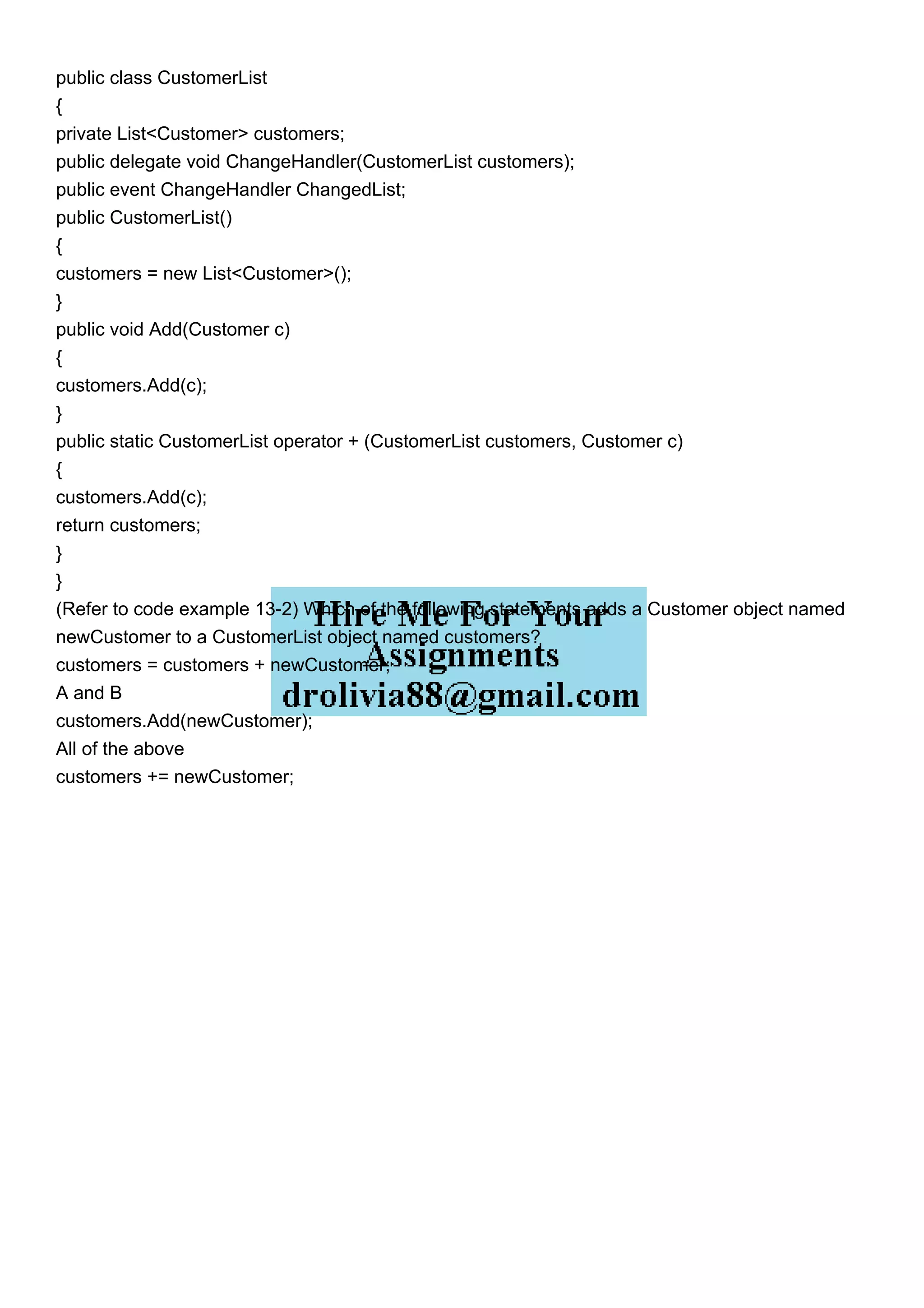 public class CustomerList private ListltCustomergt .pdf