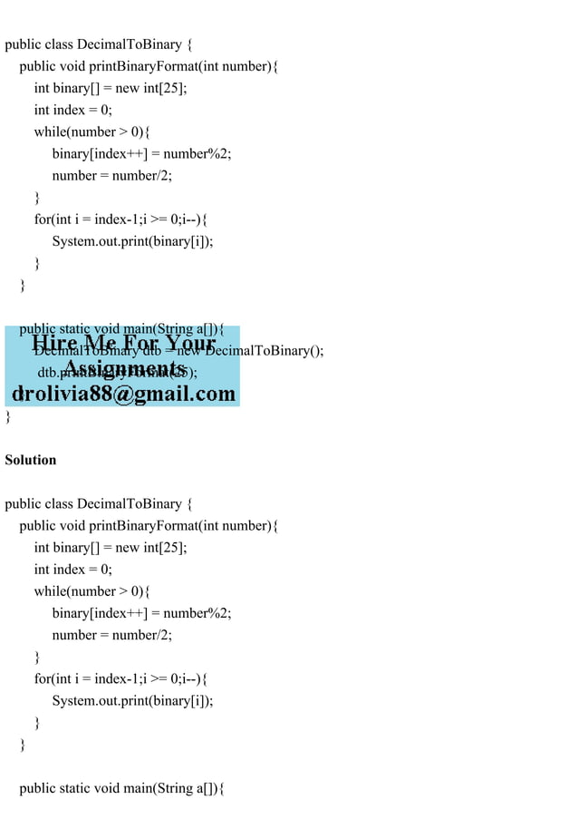 public class DecimalToBinary { public void printBinaryFormat(in.pdf