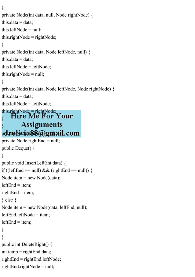 public class Deque {private class Node {public int data;public.pdf public class Deque {private class Node {public int data;public.pdf
