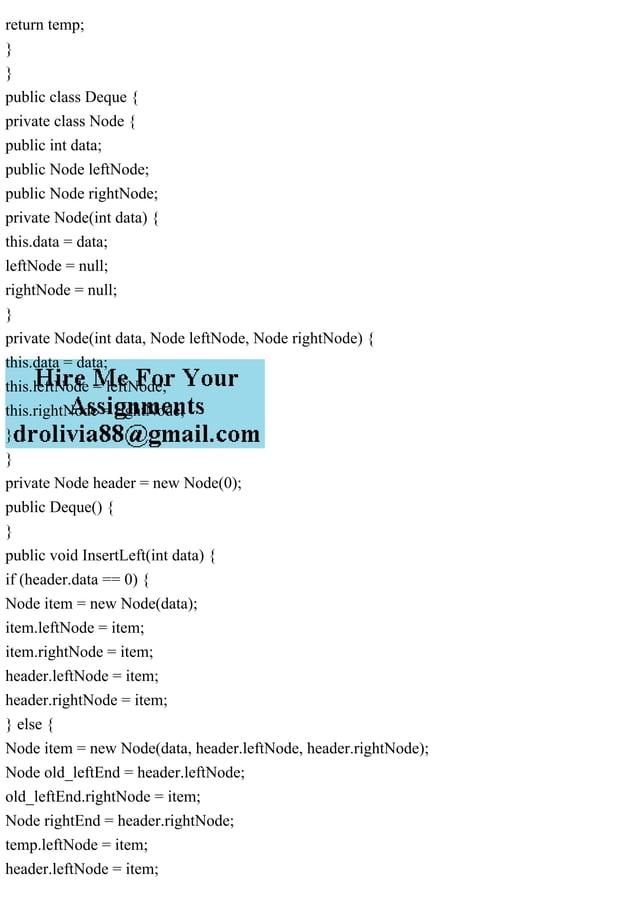 public class Deque {private class Node {public int data;public.pdf public class Deque {private class Node {public int data;public.pdf