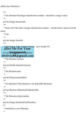 public class Donation { The Donation Id (intege.pdf
