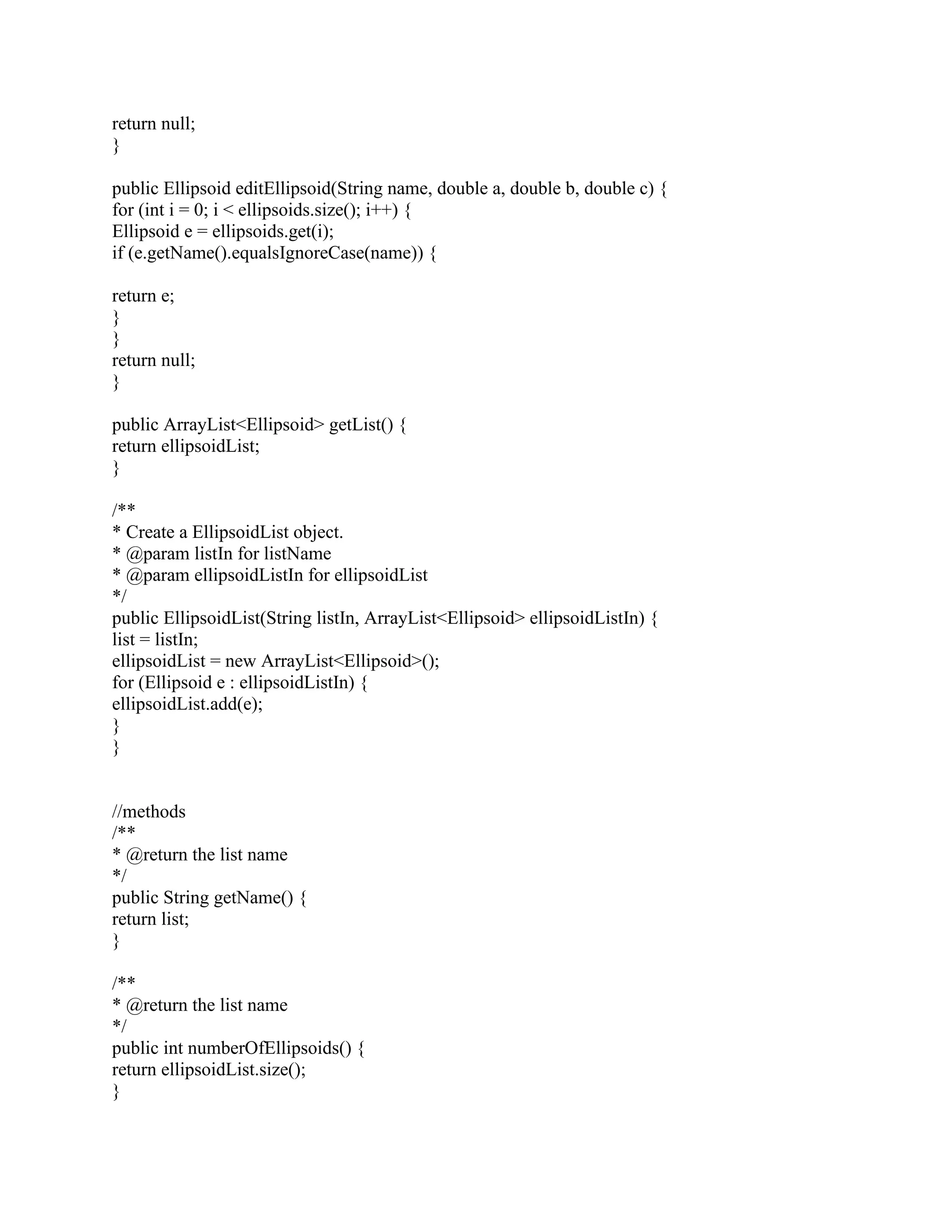 public class EllipsoidList { private String list- private Array.pdf