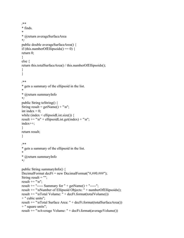 public class EllipsoidList { private String list- private Array.pdf