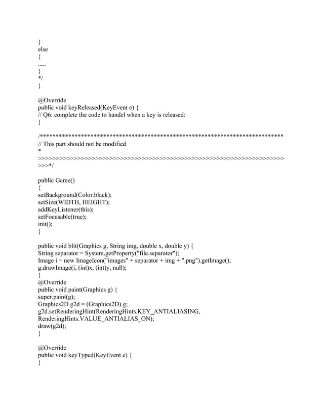 Public Class Game Extends Jpanel Implements Keylistener{ Public In Pdf