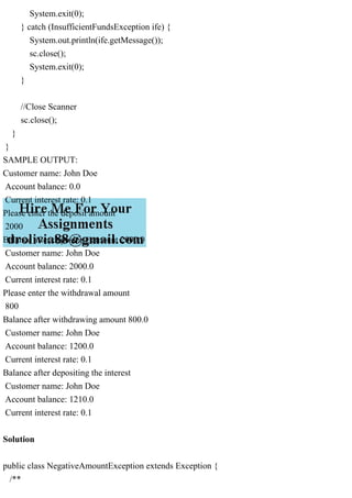public class NegativeAmountException extends Exception { .pdf
