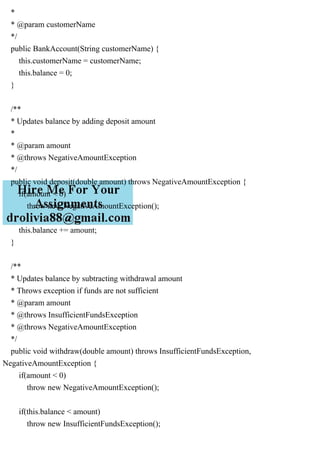 public class NegativeAmountException extends Exception { .pdf | Computing | Technology & Computing