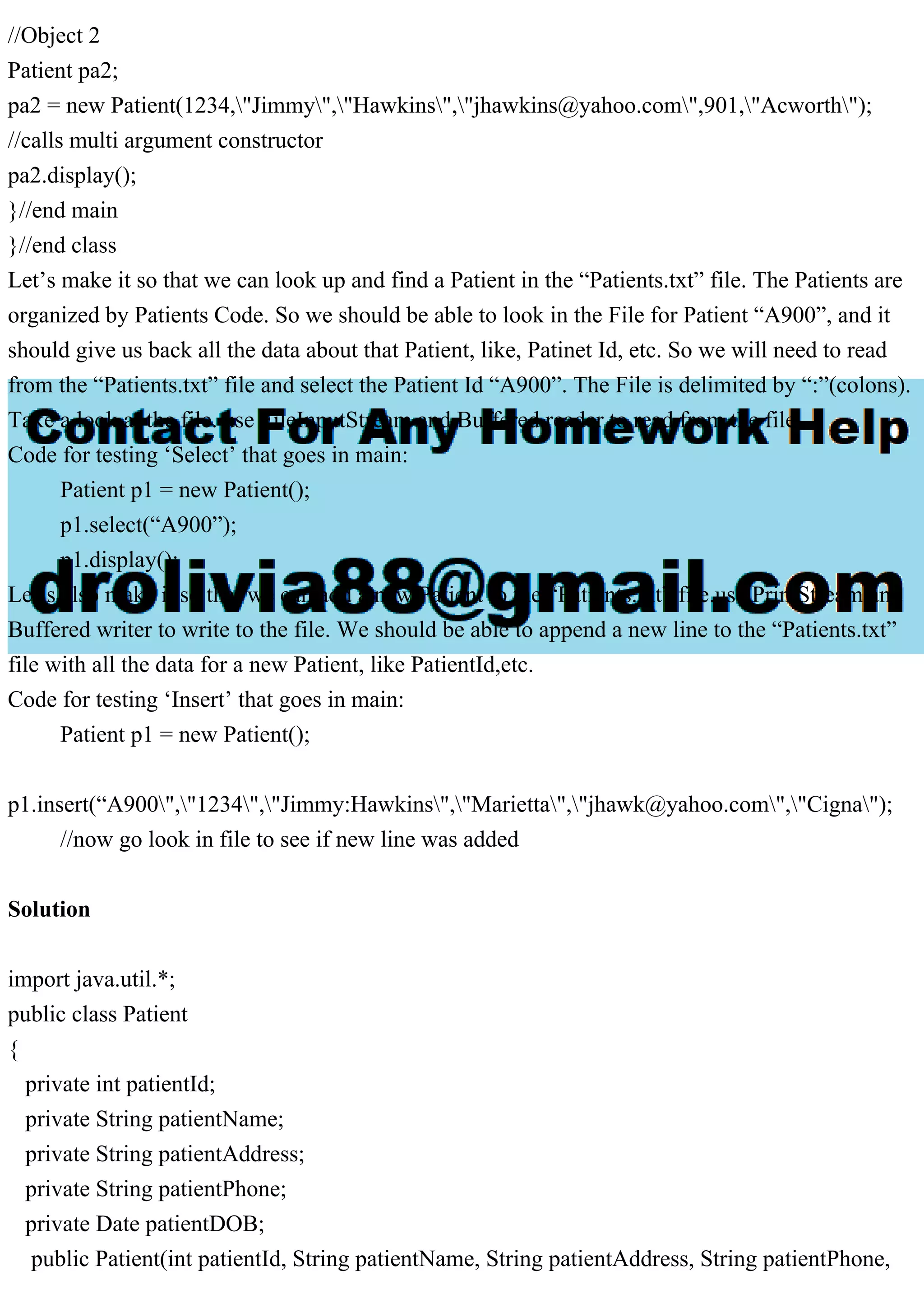 public class Patient extends Person {=========== Properties ====.pdf