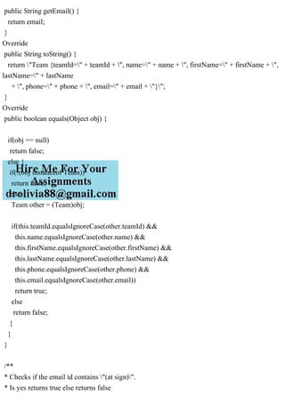 public class Team {Attributes private String teamId; private.pdf