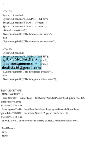 public class Team {Attributes private String teamId; private.pdf