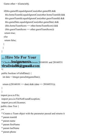 public class Team {Attributes private String teamId; private.pdf
