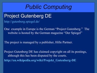 Terry Weech: Public Computing: Libraries and Volunteers | PPT