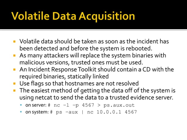 First Responder Course - Session 9 - Volatile Evidence Collection [2004 ...