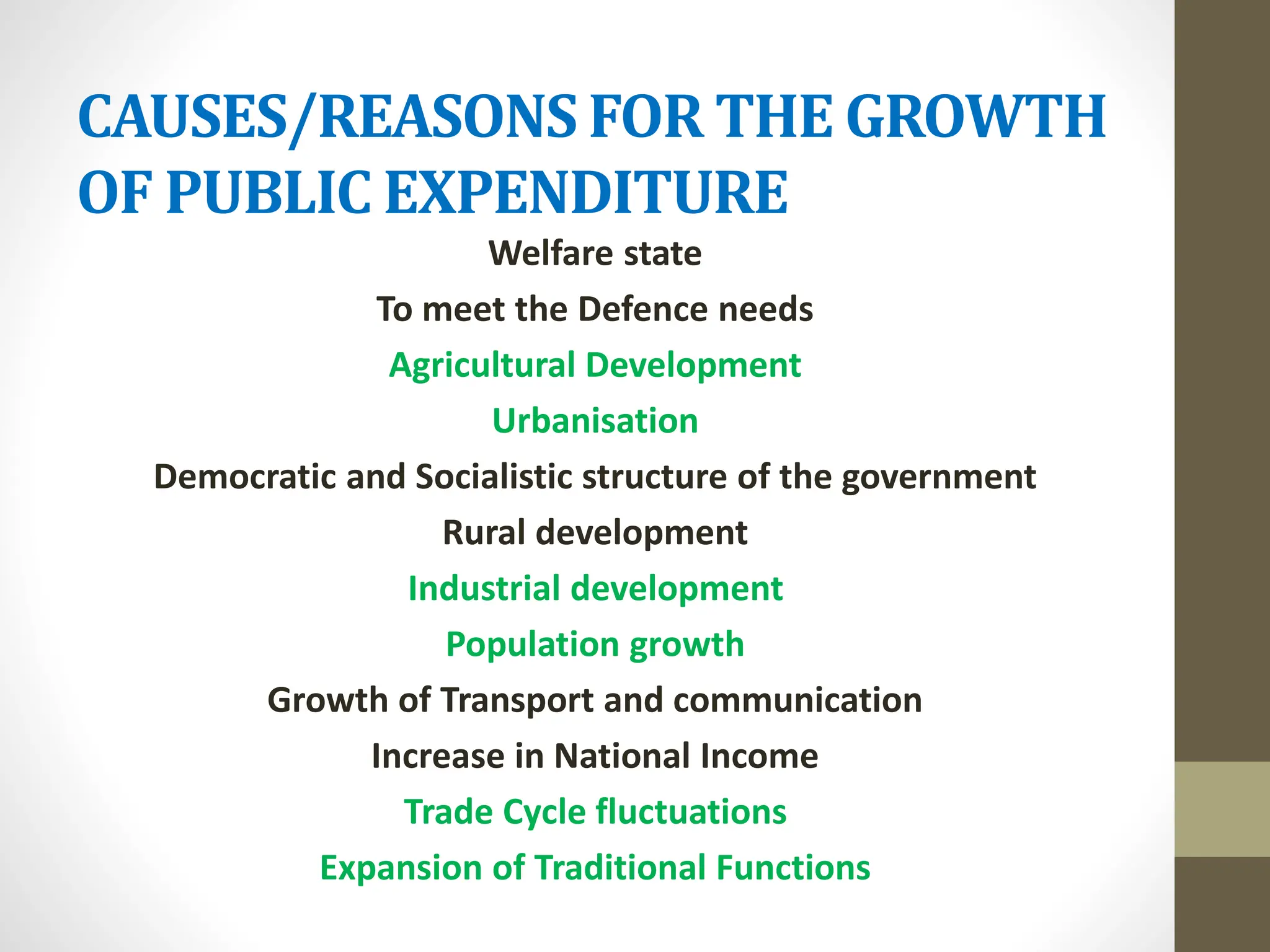 Public Expenditure & its Classifications, Canons, Causes, Effects ...