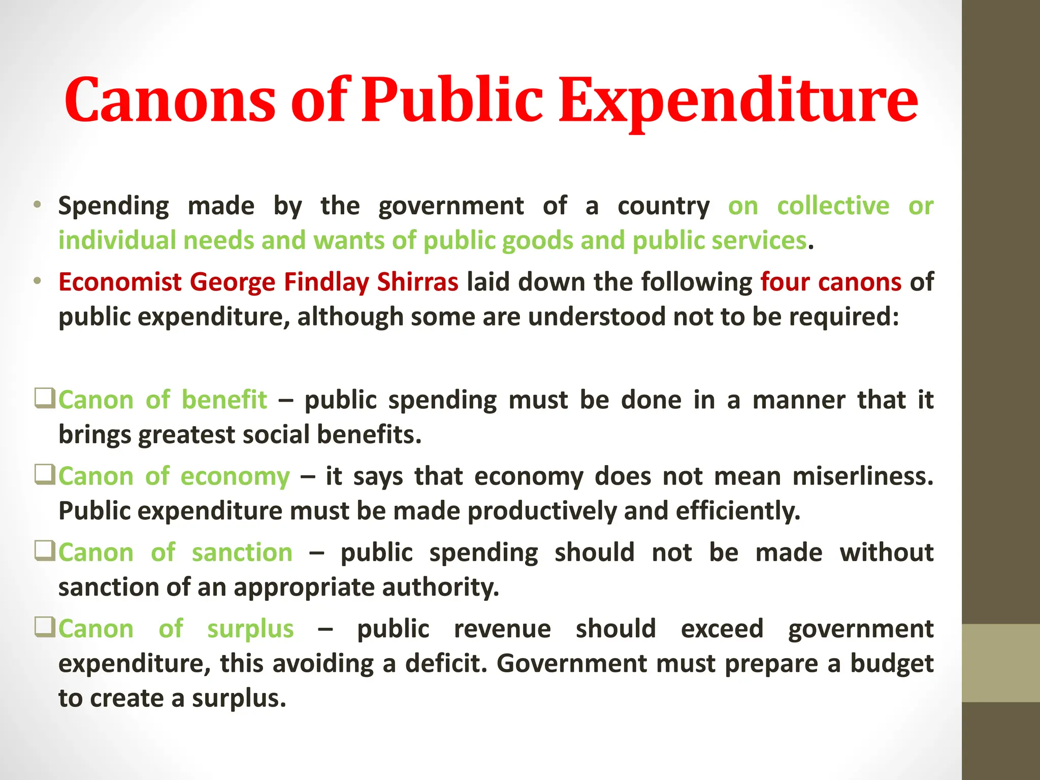 Public Expenditure & its Classifications, Canons, Causes, Effects ...