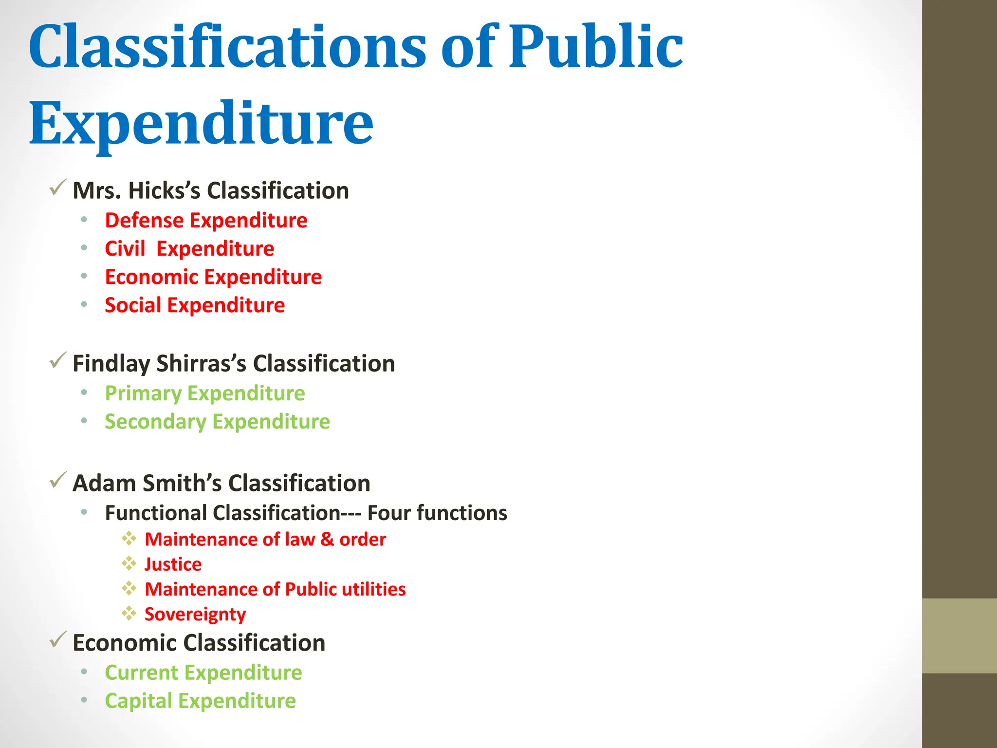 Public Expenditure & its Classifications, Canons, Causes, Effects ...