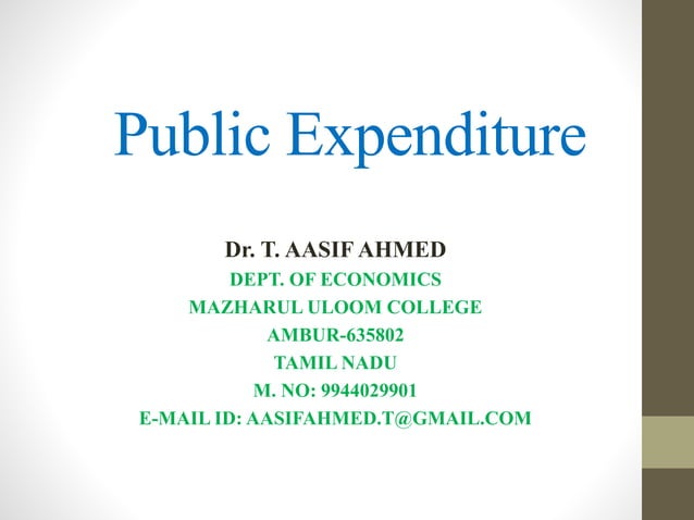 Public Expenditure & its Classifications, Canons, Causes, Effects ...