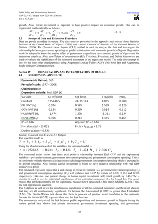 Public expenditure and economic growth nexus in nigeria a time series analysis | PDF