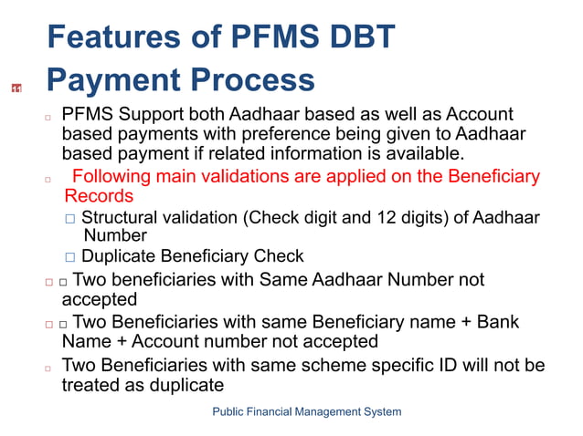 Public Financial Management System Pfms And Dbt Pptx