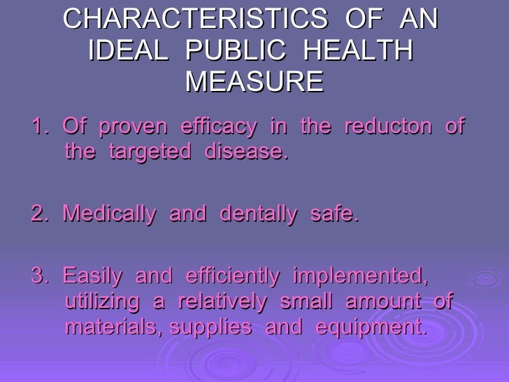 characteristics of an ideal public health measure 1 of proven