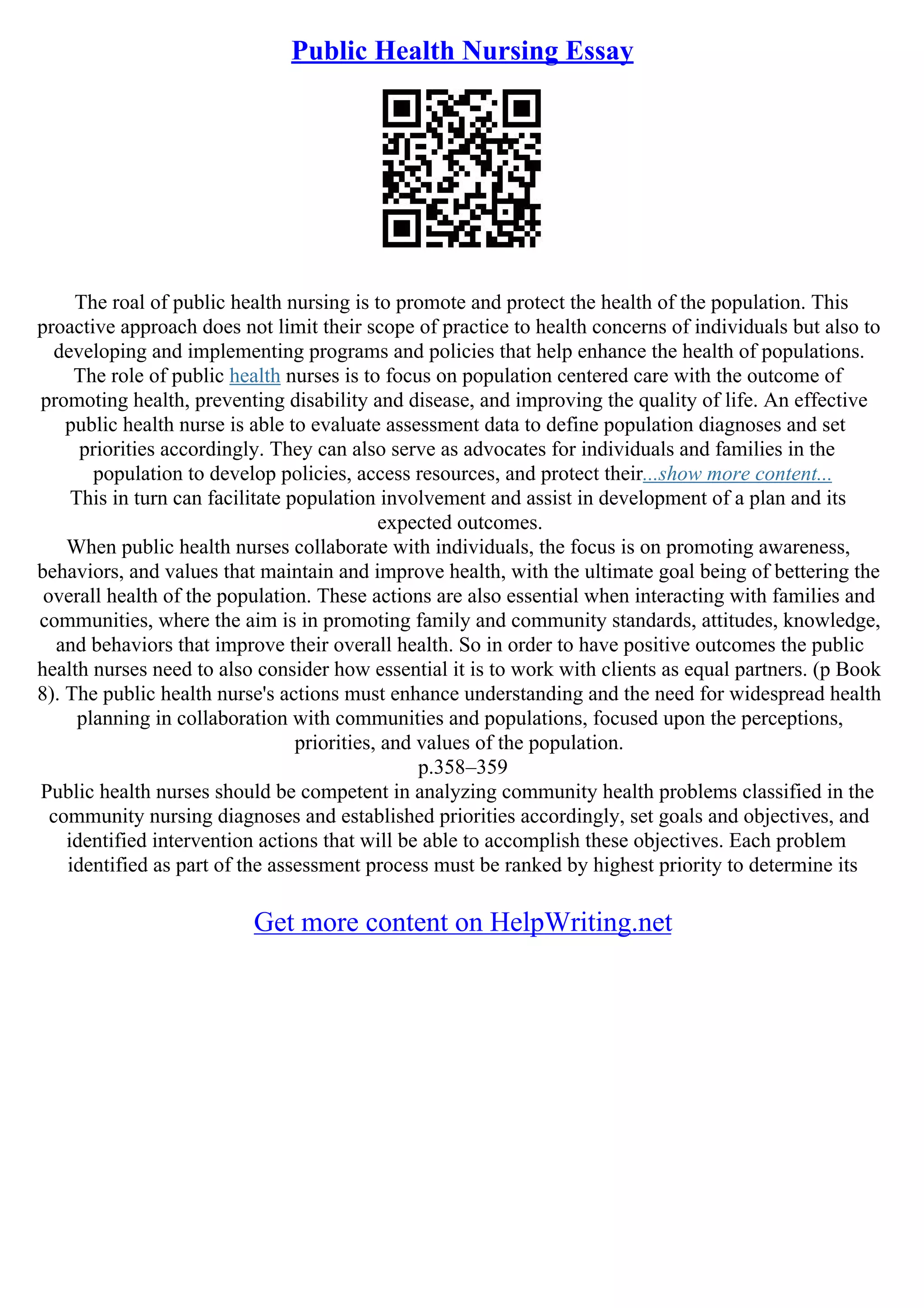 Public Health Essays | PDF