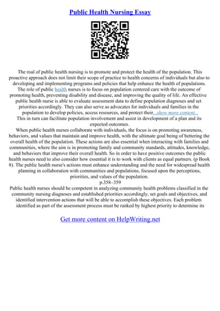 Public Health Essays | PDF