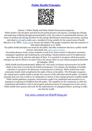 Public Health Essays | PDF
