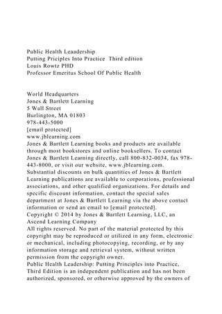Public Health LeaadershipPutting Priciples Into Practice Thir.docx