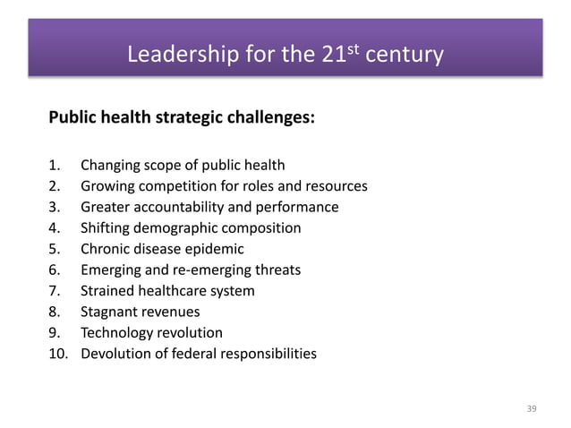 Public Health Leadership | PPTX | Executive Leadership & Management ...